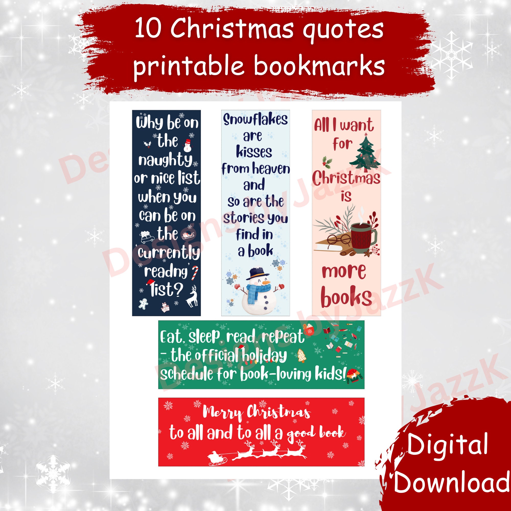 Christmas Quote Bookmarks, Printable Holiday Designs (digital Download ...