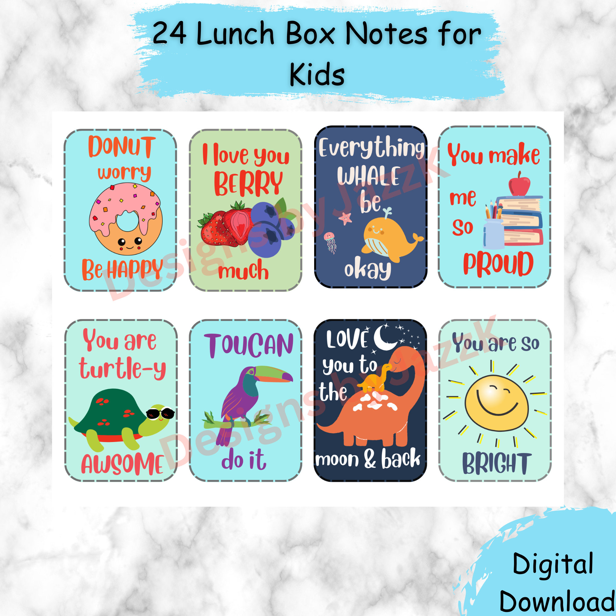 Inspirational Lunch Box Notes for Kids, Inspirational Card Set for Kids ...