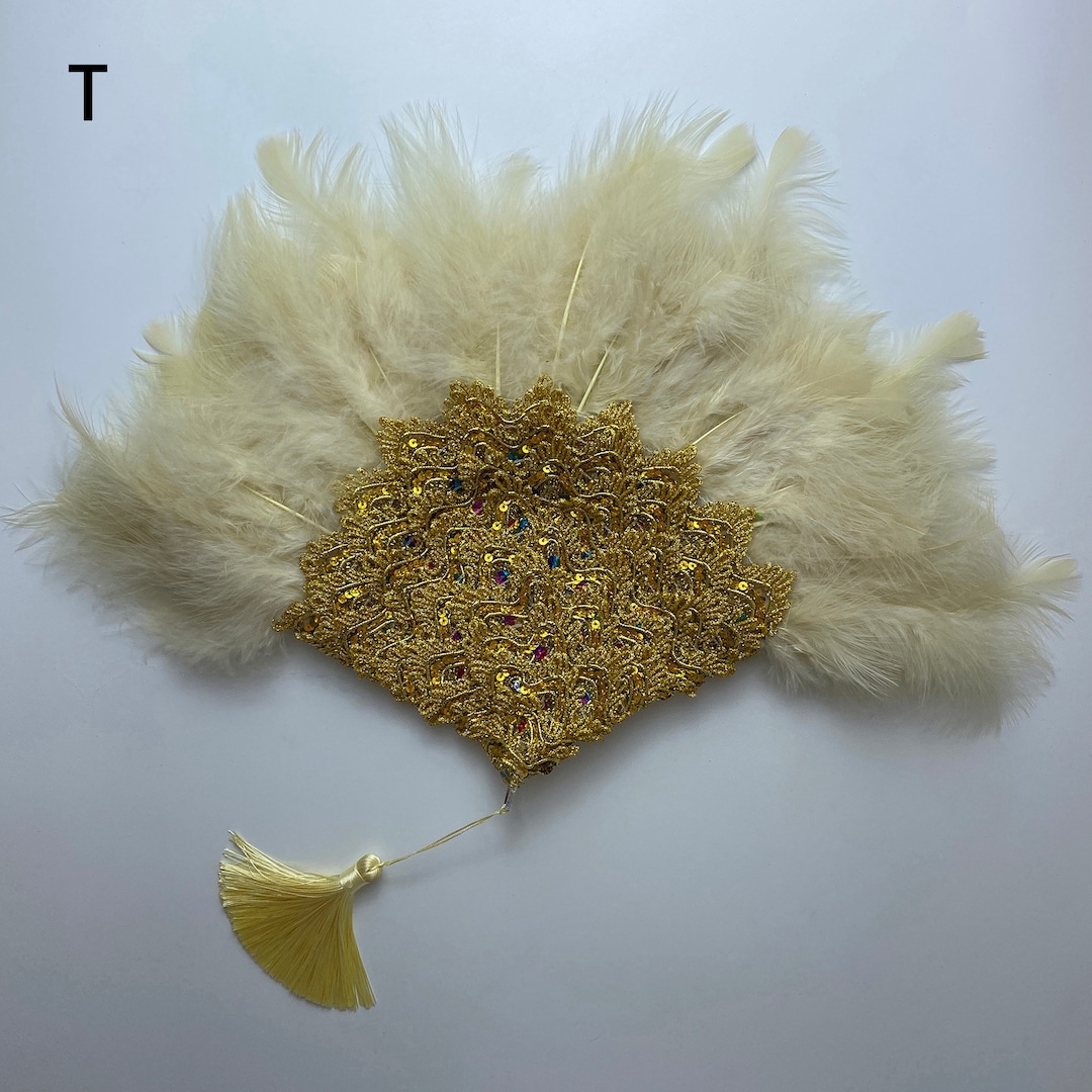 African Feather Fan for Bride White Feather Big Fan Double - Etsy