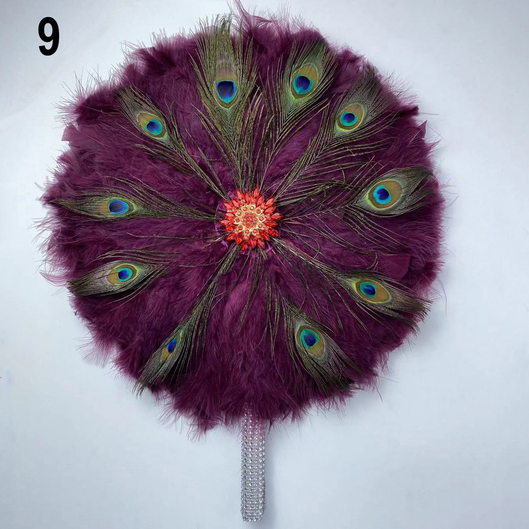 Peacock Feather Hand Fan Festive Feather Fan Traditional Wedding Hand ...