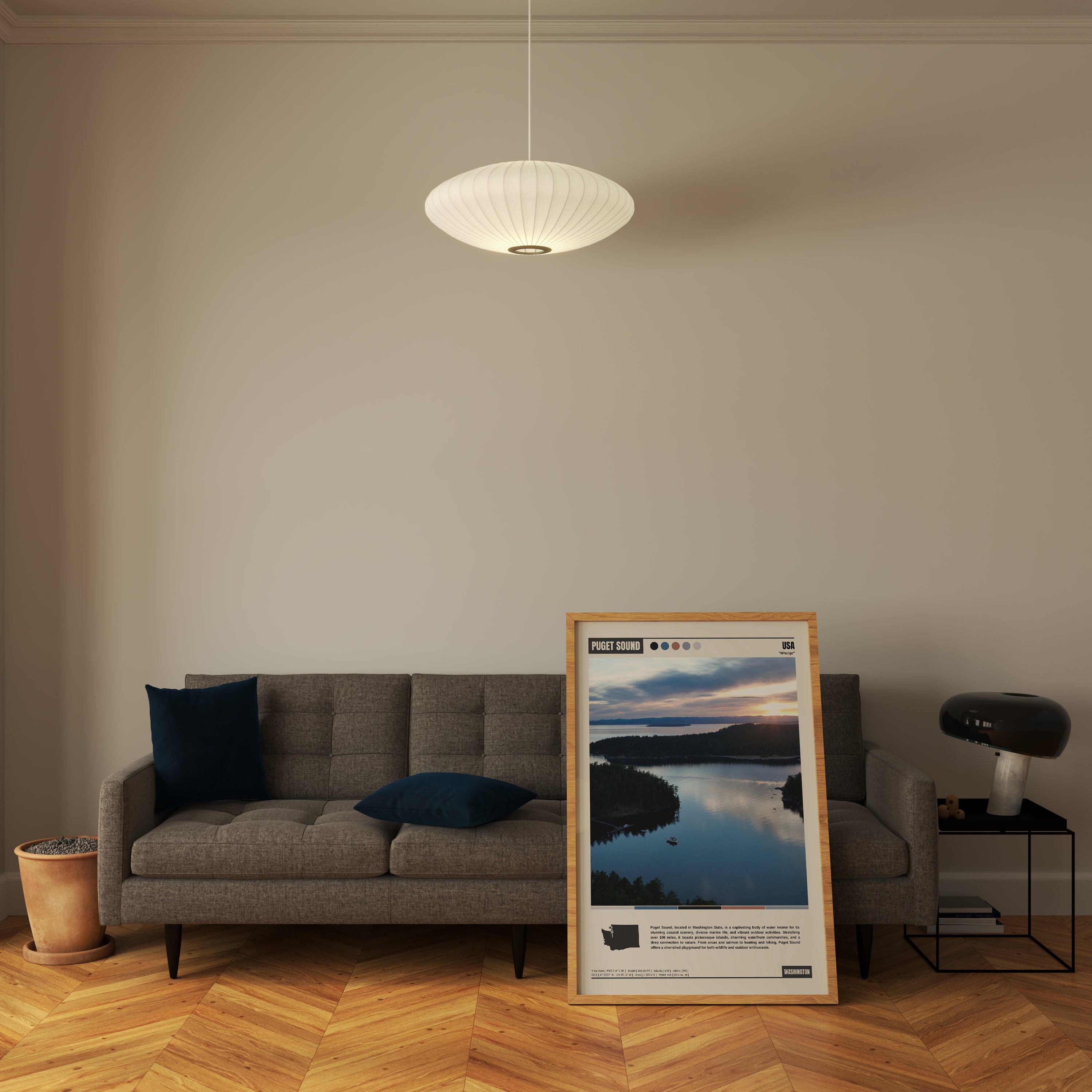 Puget Sound Poster, Puget Sound Wall Art, Digital Oil Paint, Puget ...