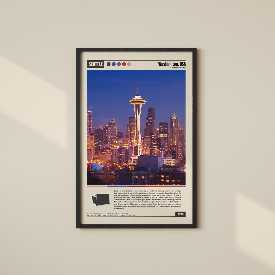 Seattle Poster | Seattle Print | Seattle Wall Art | Seattle Decor ...