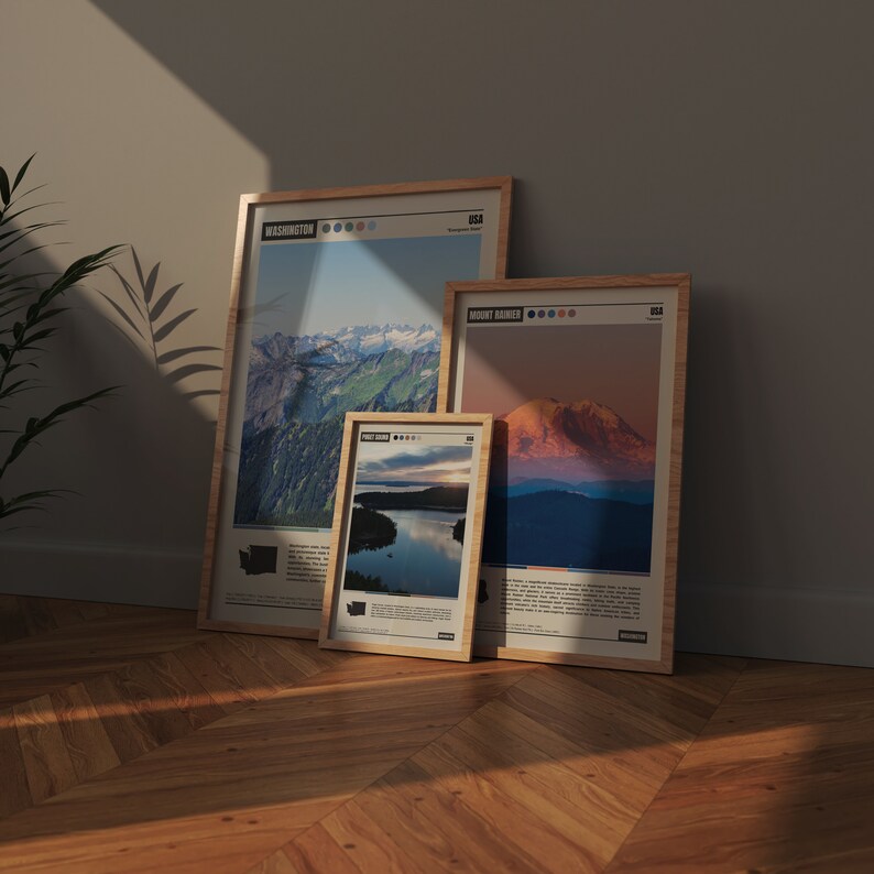 Puget Sound Poster, Puget Sound Wall Art, Digital Oil Paint, Puget ...