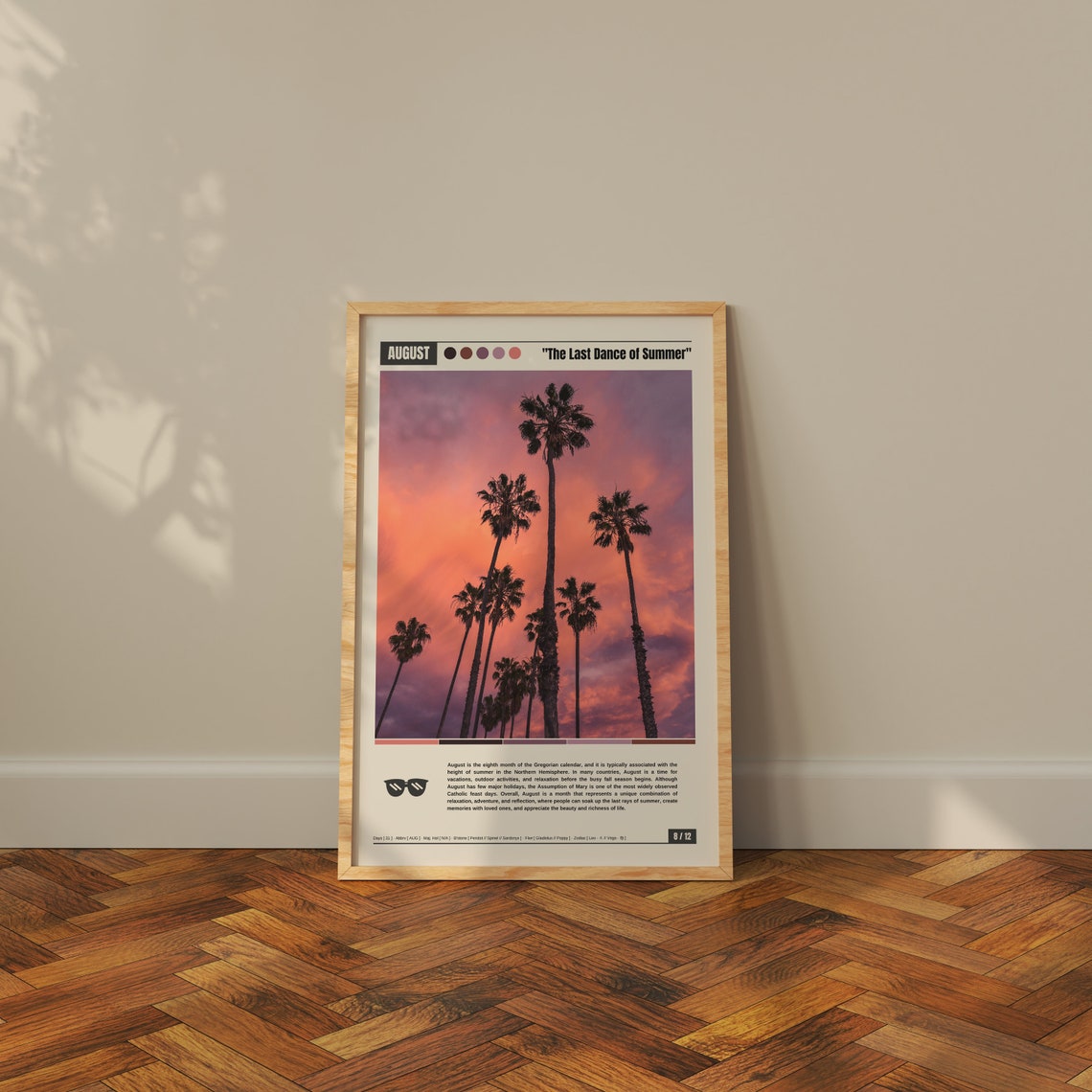 August Print, August Printable Art, Palm Tree Oil Painting, Summer ...