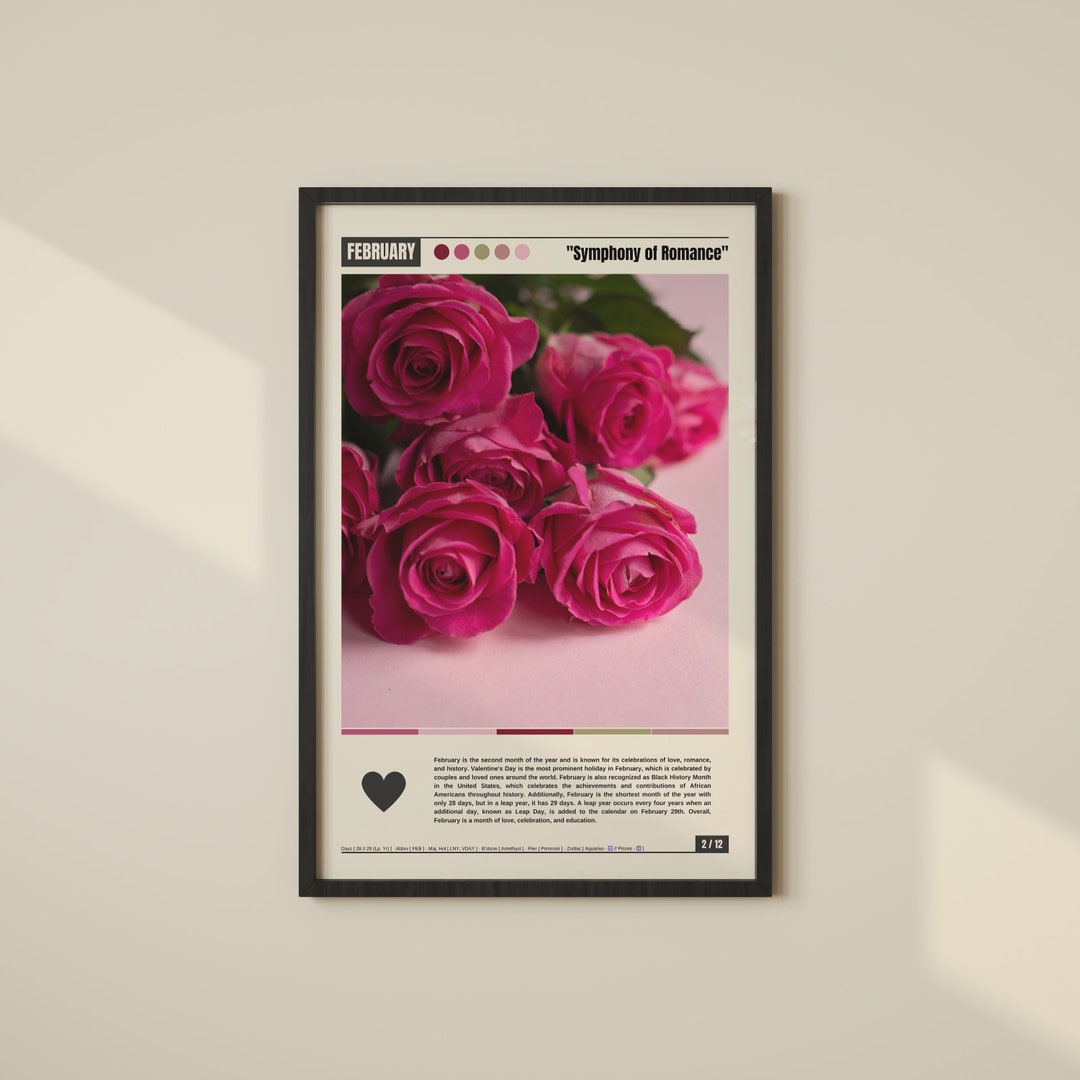 February Poster | February Print | February Wall Art | February Decor ...