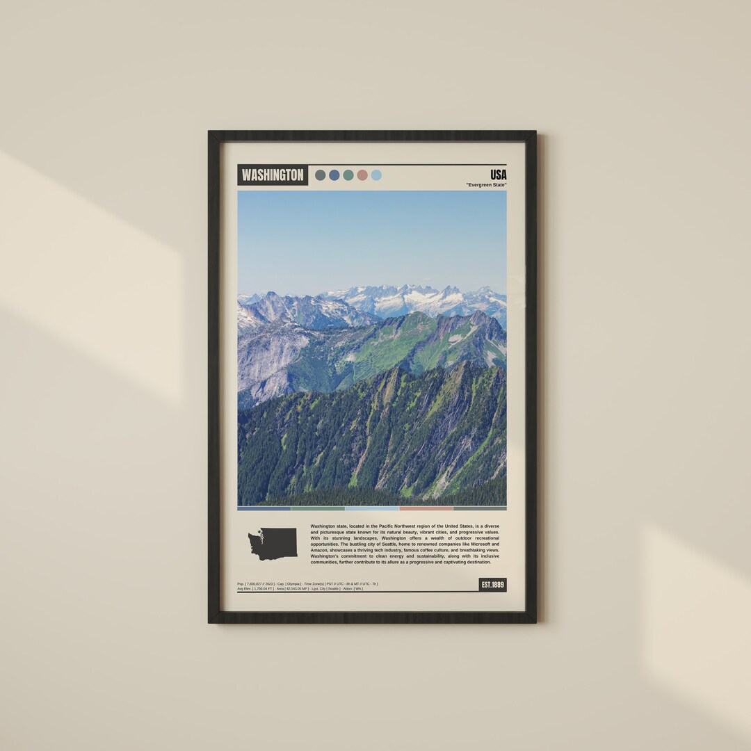 Washington Poster | Washington Print | Washington Wall Art | Washington ...