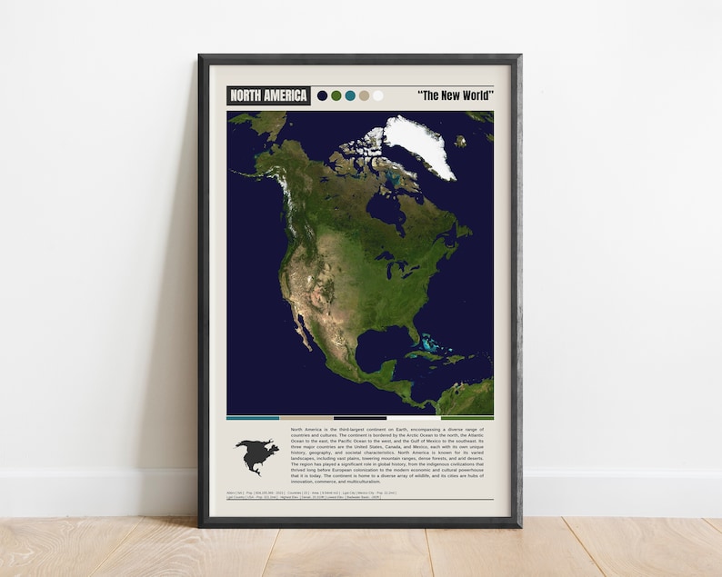 North America Poster North America Print North America Wall Art North ...