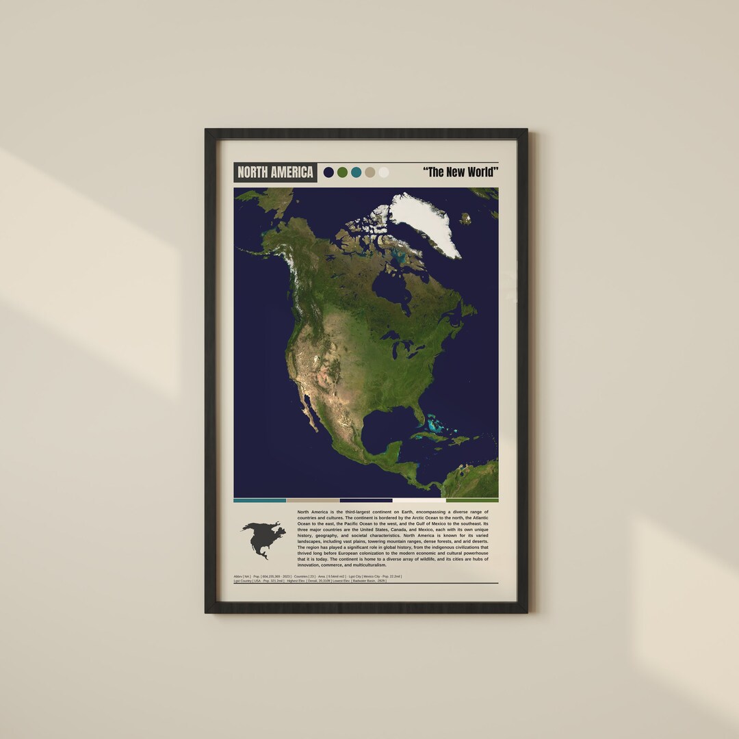 North America Poster | North America Print | North America Wall Art ...