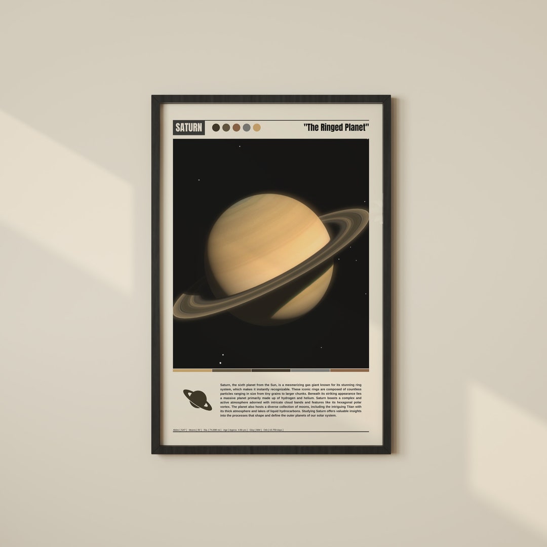 Saturn Print, Saturn Poster, Saturn Digital Download, Saturn Wall Art, Saturn Planet Poster ...