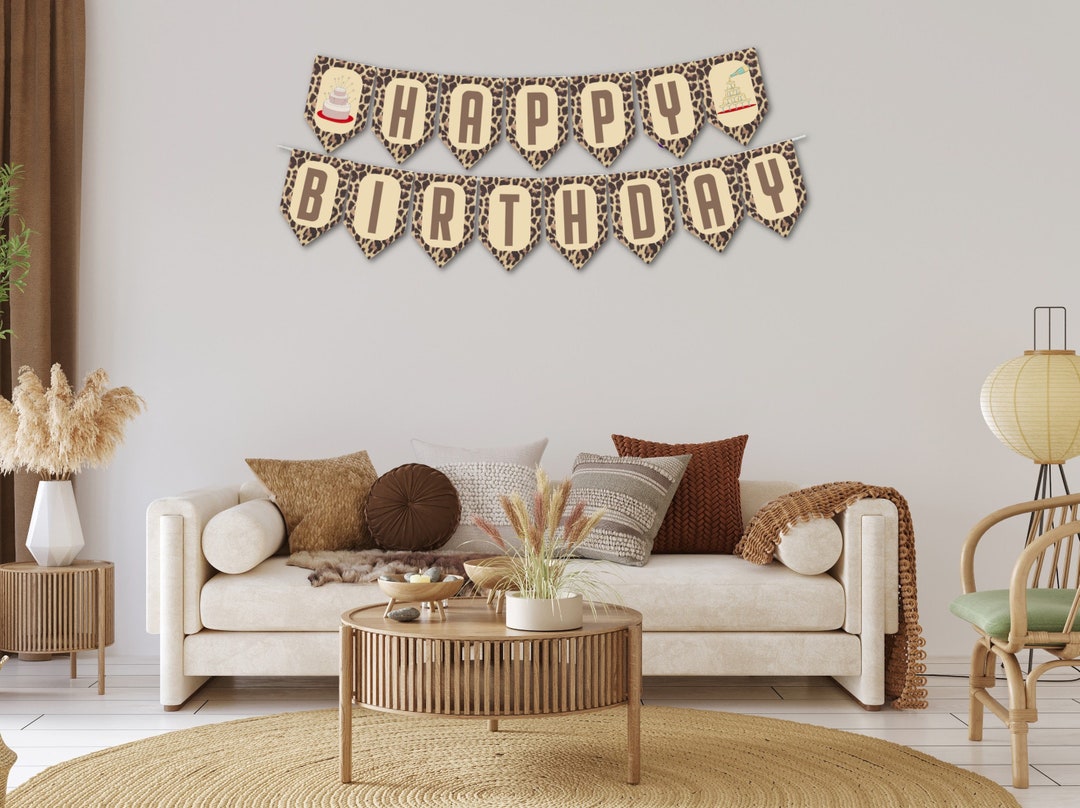 LEOPARD PRINT BANNER Printable Full Alphabet Pennants for Birthday ...