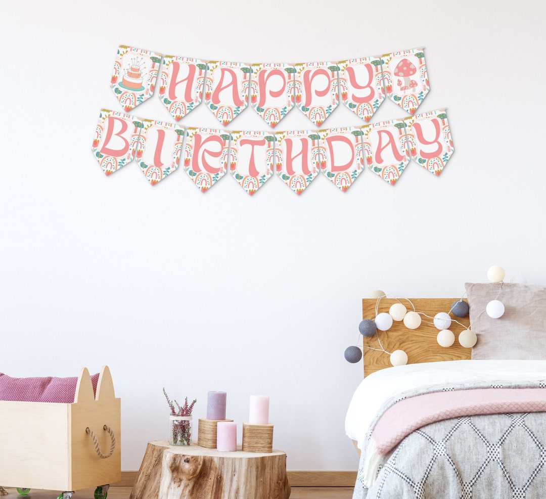 PINK RAINBOW MUSHROOM Kids Printable Full Alphabet Pennants for ...