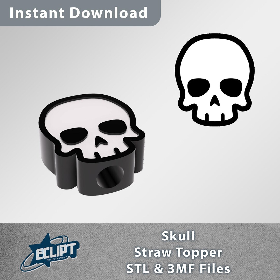 Skull Straw Topper STL/3MF - Etsy