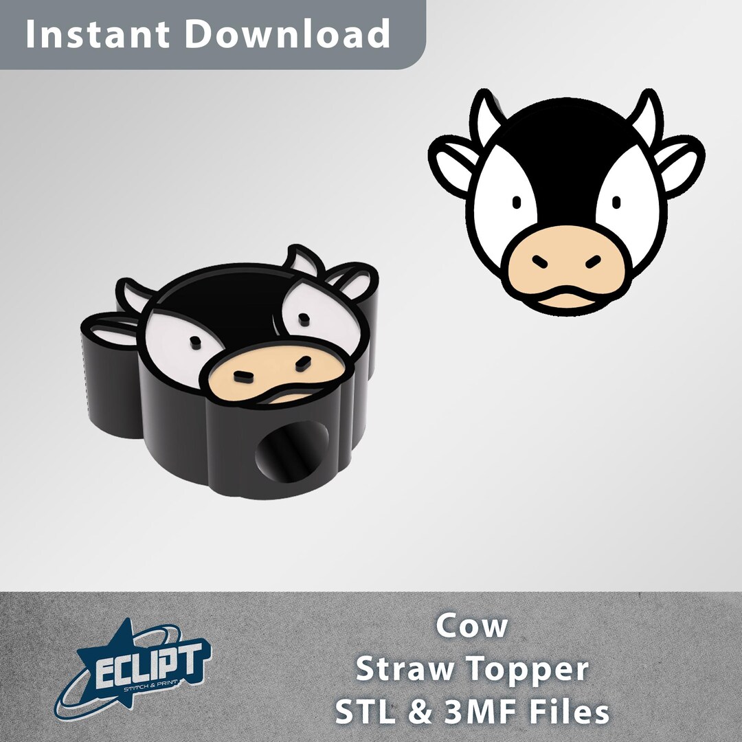 Cow Straw Topper STL/3MF - Etsy