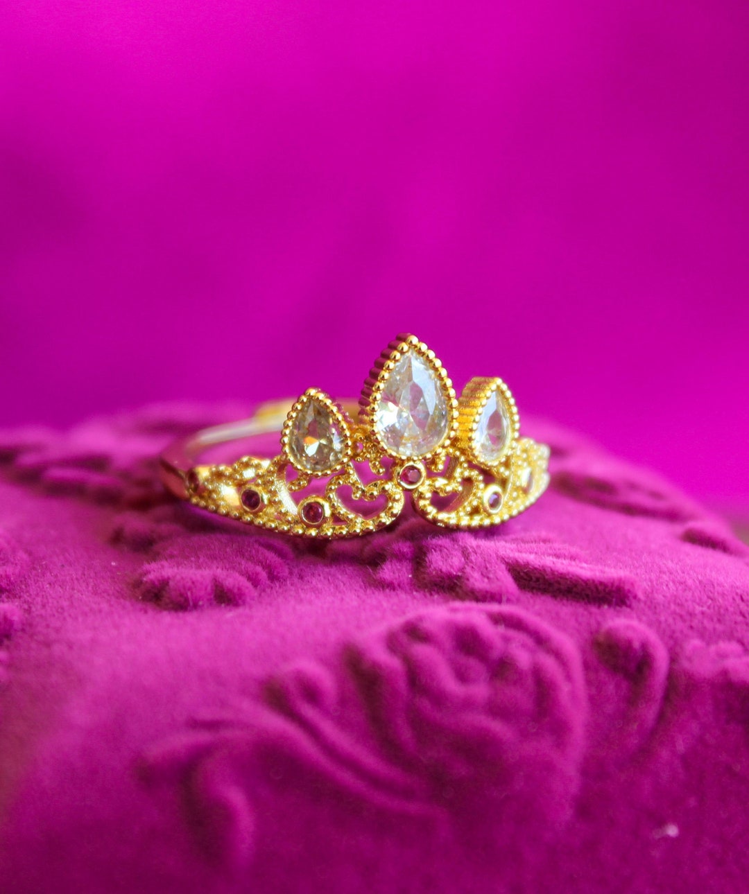 Buy Princess Rapunzel Crown Ring Crystal Ring Tangled Crown Ring Crown ...