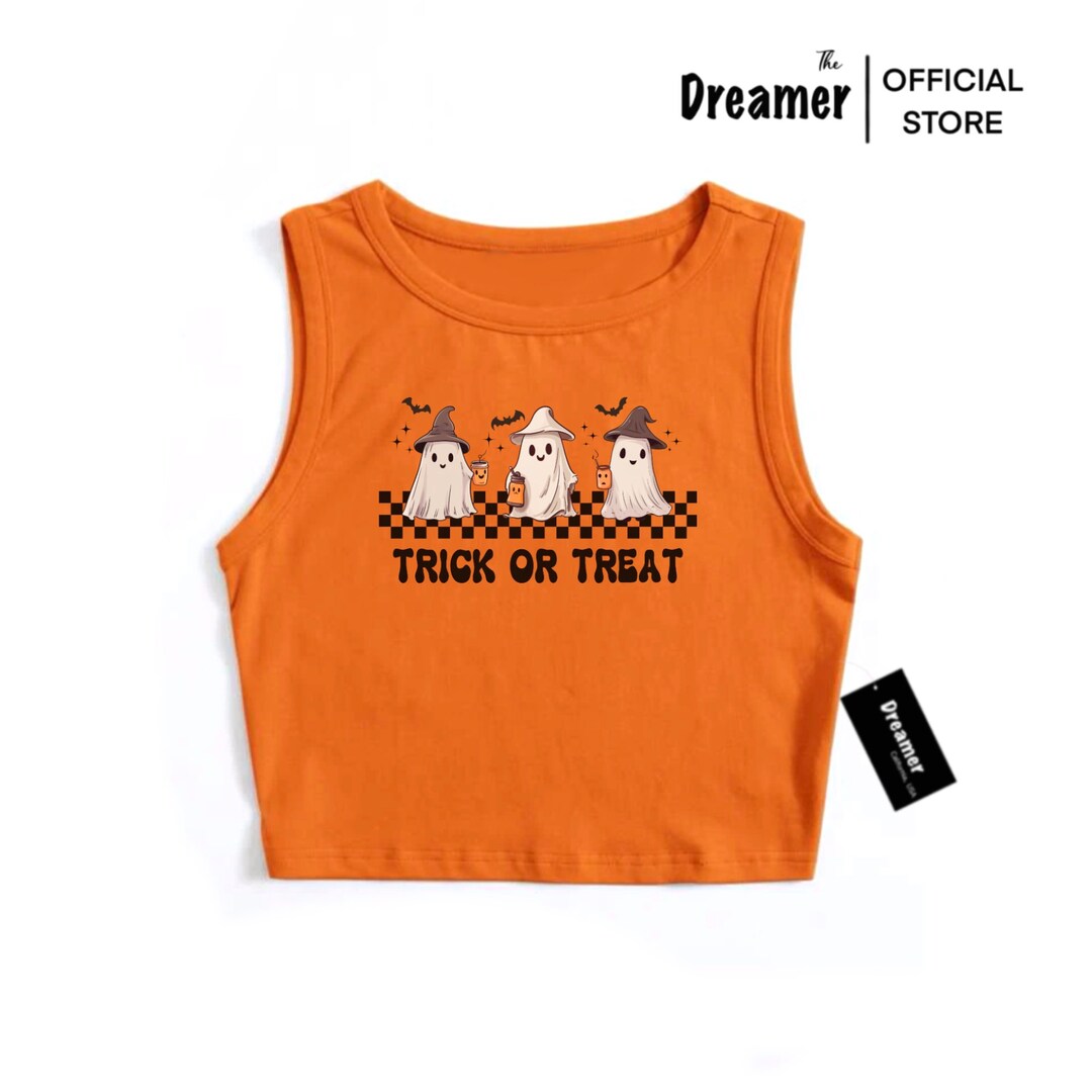 Halloween Crop Tank Top, Ghost Crop Tank Top, Halloween Crop Tank Top ...