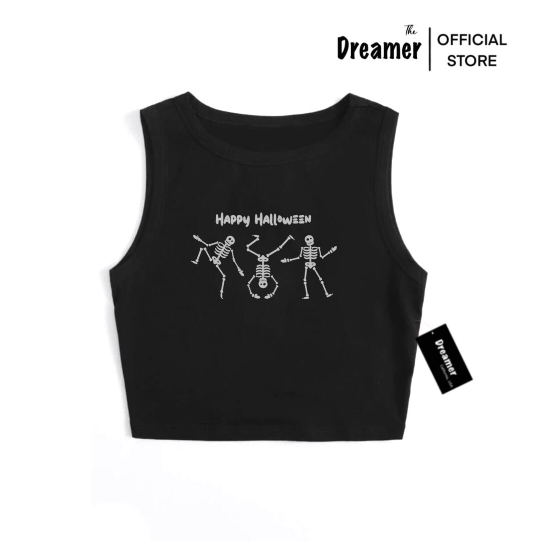 Halloween Crop Top, Skeleton Crop Tank Top, Halloween Skeleton Crop ...