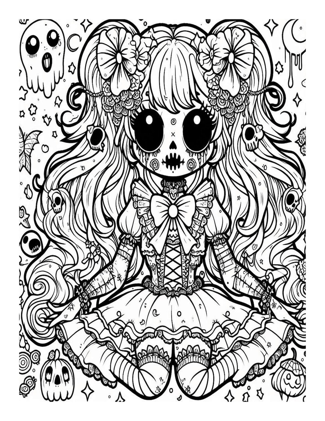 Creepy Kawaii Coloring Pages for Adults (printable) - Etsy
