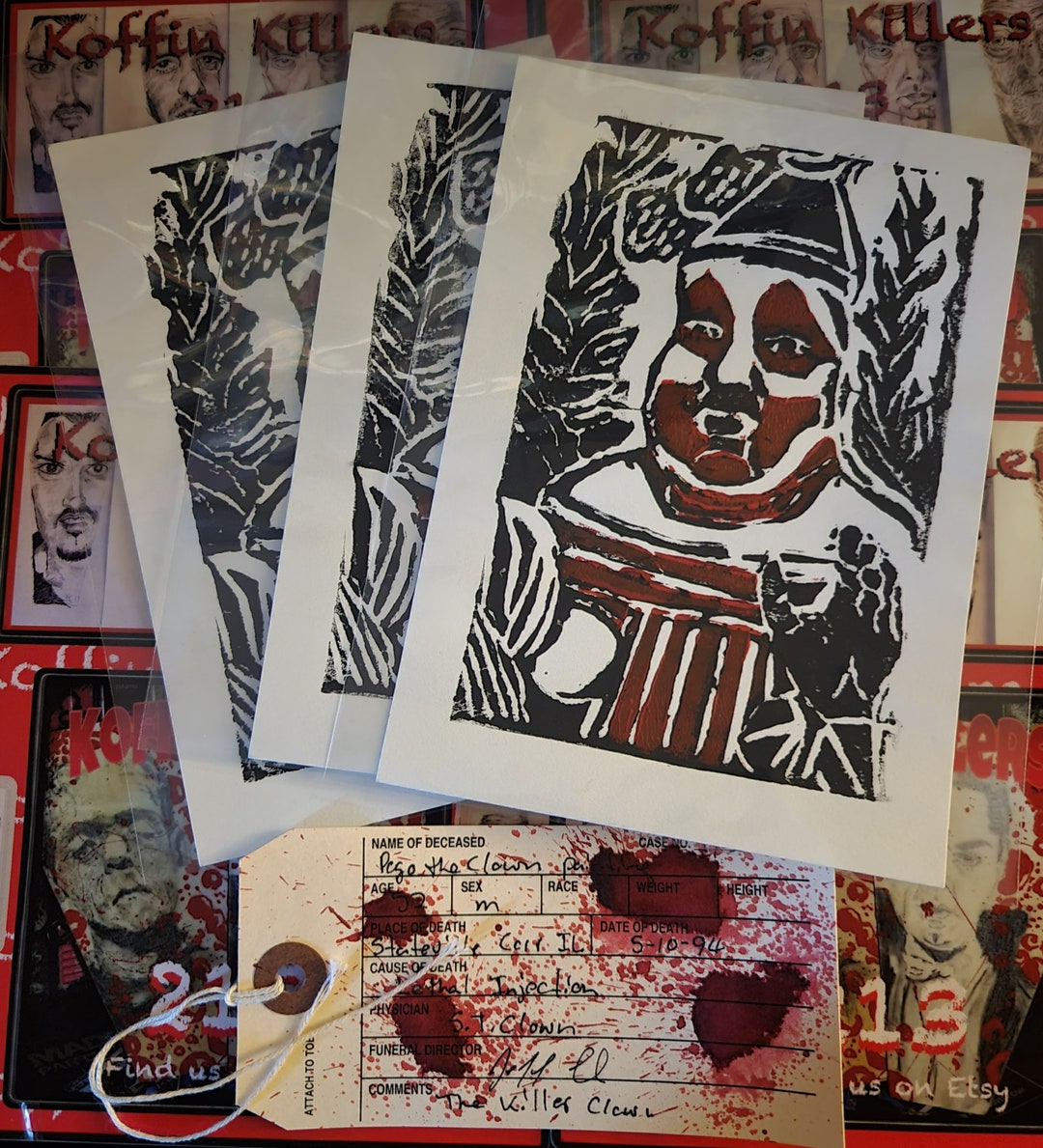 Pogo the Clown Painting Block Print Series 2. on 5 X 7 Printmaking ...