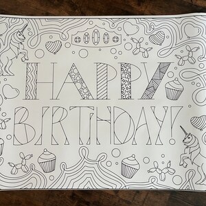 Happy Birthday | Giant Coloring Poster Sheet | 3ft X 4ft | Table Top ...