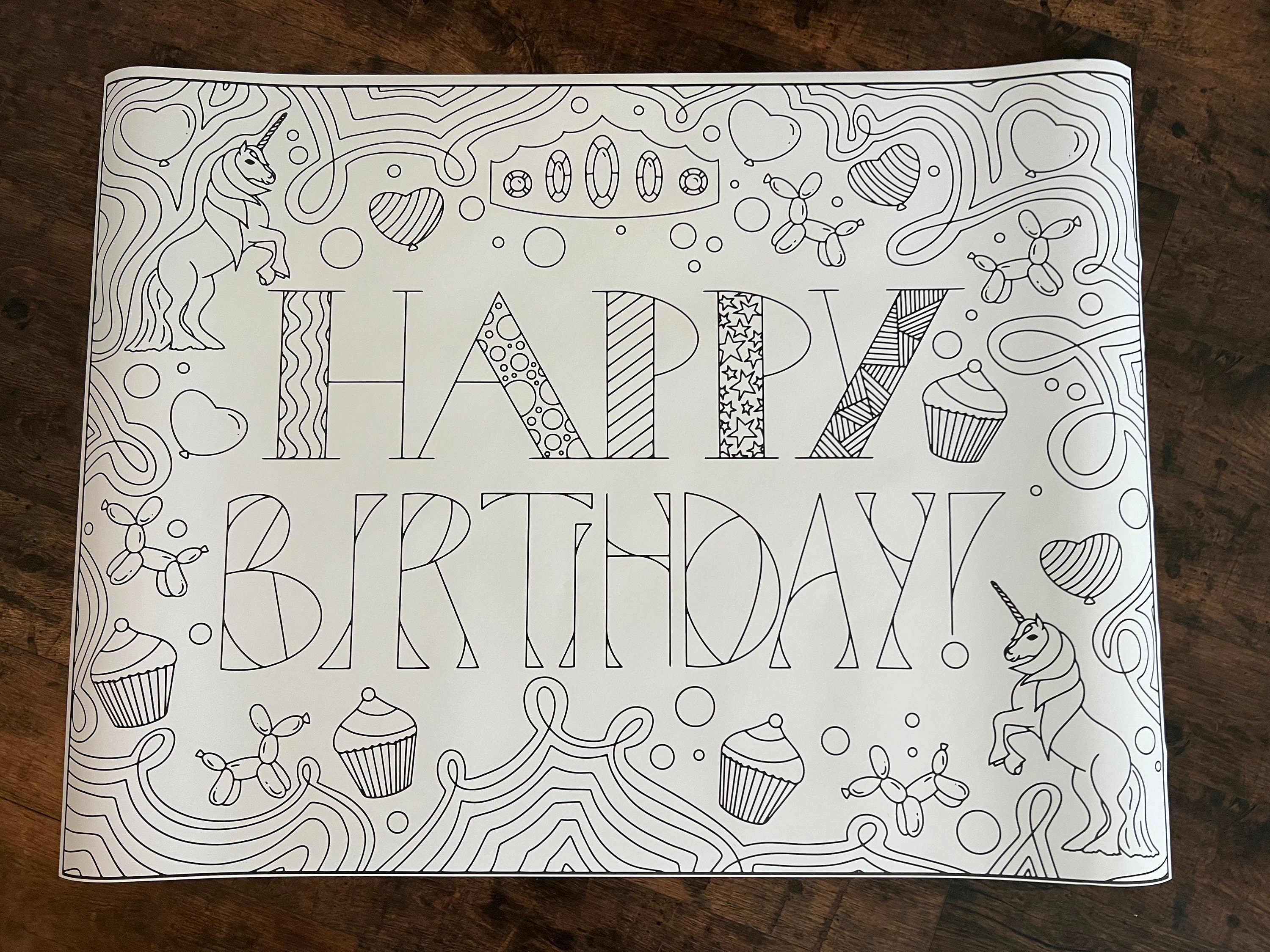 Happy Birthday | Giant Coloring Poster Sheet | 3ft X 4ft | Table Top ...