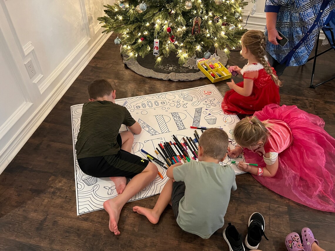 Happy Birthday | Giant Coloring Poster Sheet | 3ft X 4ft | Table Top ...