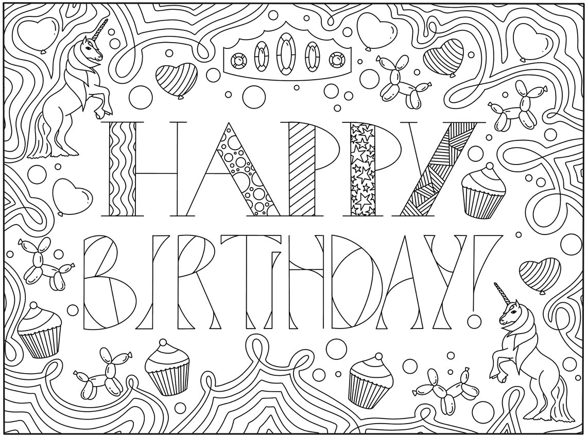 Happy Birthday | Giant Coloring Poster Sheet | 3ft X 4ft | Table Top ...