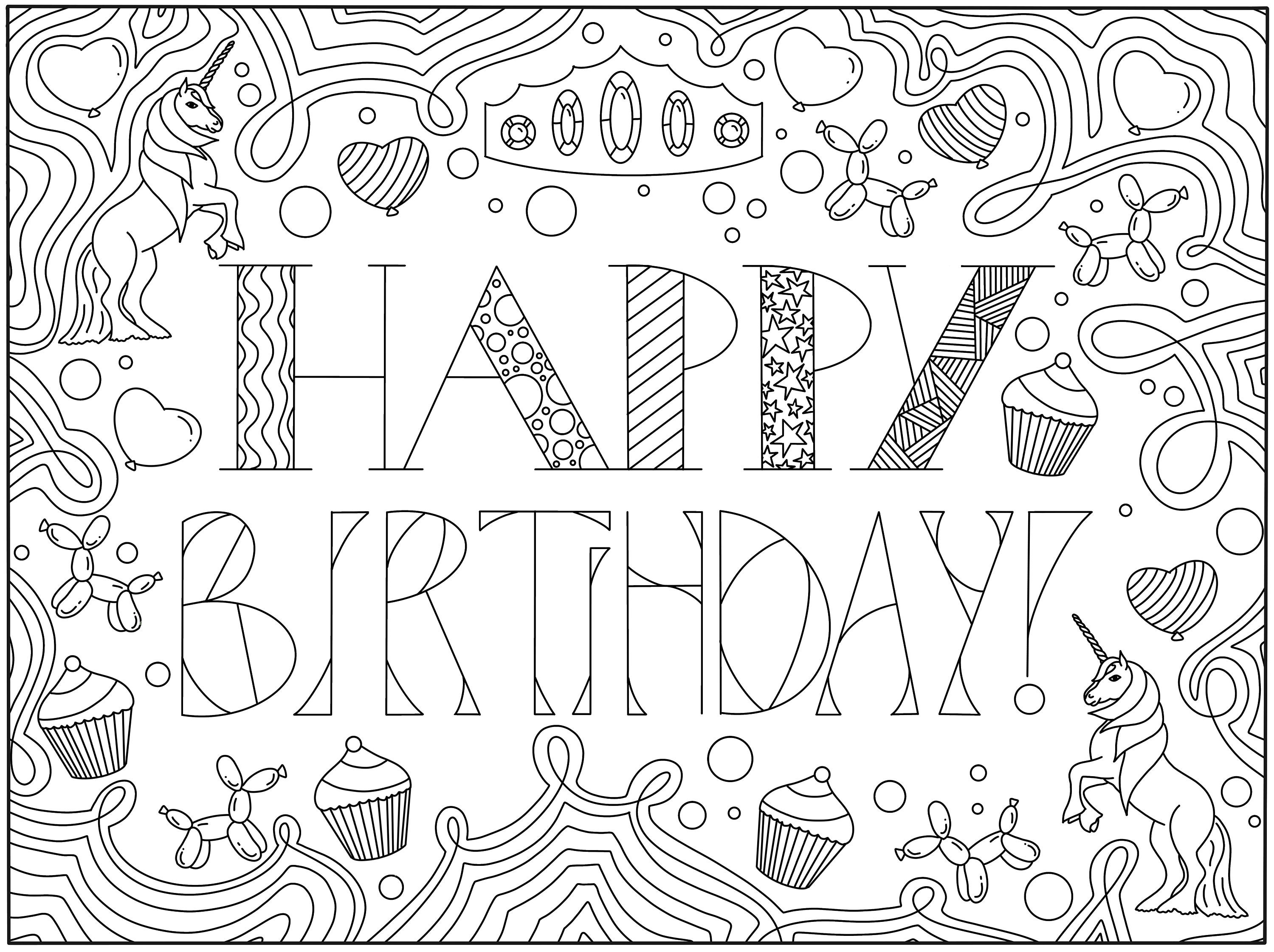 Happy Birthday | Giant Coloring Poster Sheet | 3ft X 4ft | Table Top ...