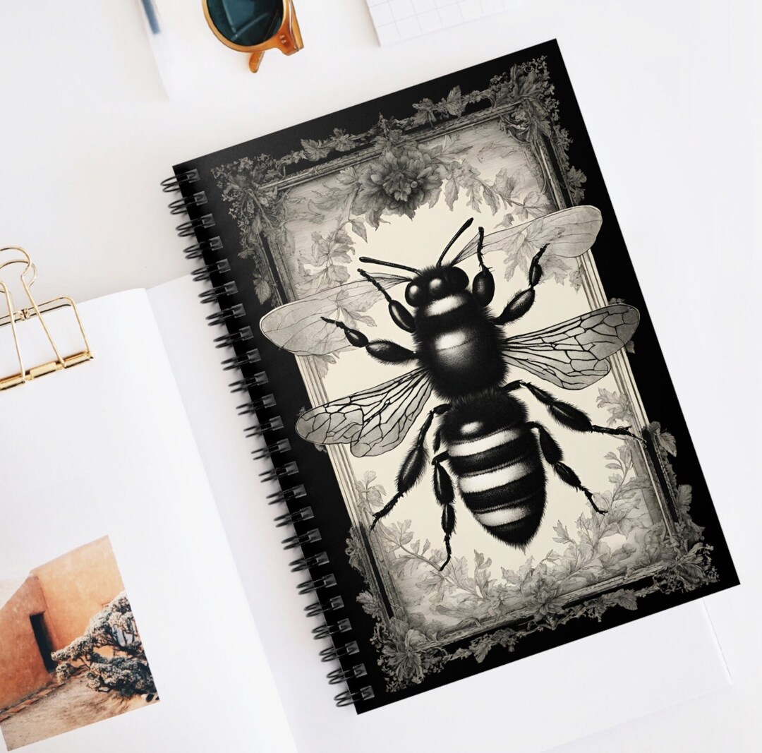 Victorian Gothic Bee Illustration Spiral Lined Notebook, Goth Lover ...
