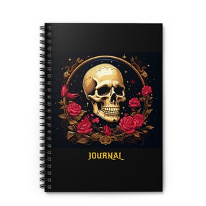 Skull & Roses Spiral Lined Notebook, Goth Gift, Skull Journal ...