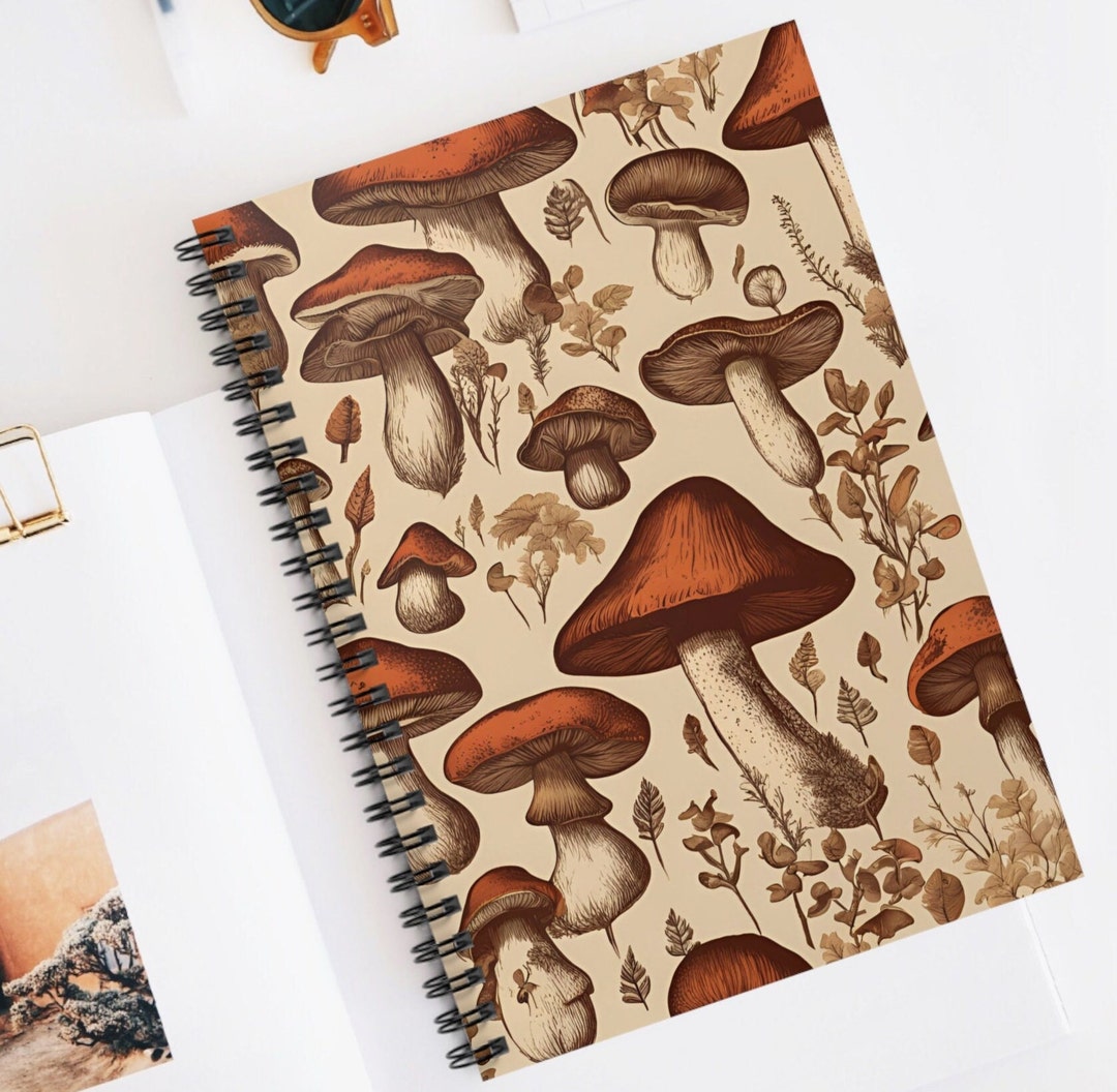 Mushroom Spiral Lined Notebook, Victorian Mushroom Journal, Mushroom ...