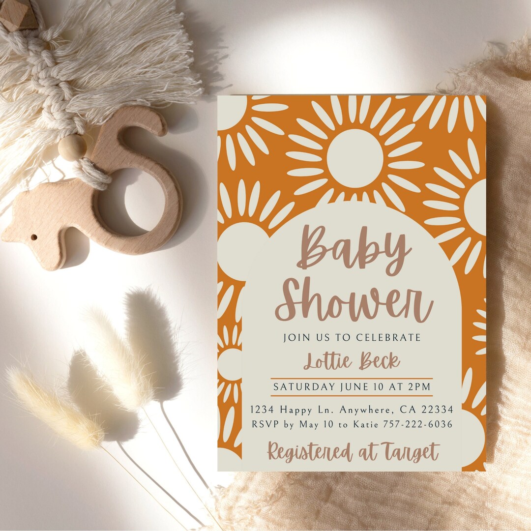 EDITABLE Boho Suns Baby Shower Invitation Template Suns Theme - Etsy