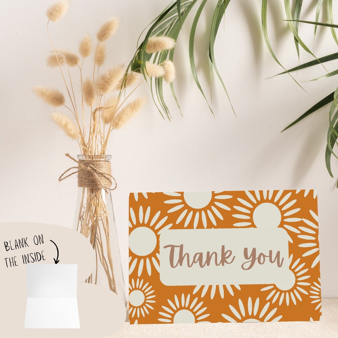EDITABLE Boho Suns Thank You Card Template, Suns Theme Printable ...