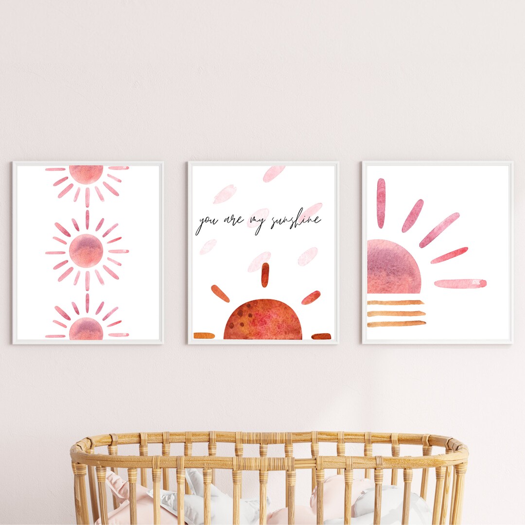 PRINTABLE Set of 3 Watercolor Sun Nursery Wall Art - Instant Download ...