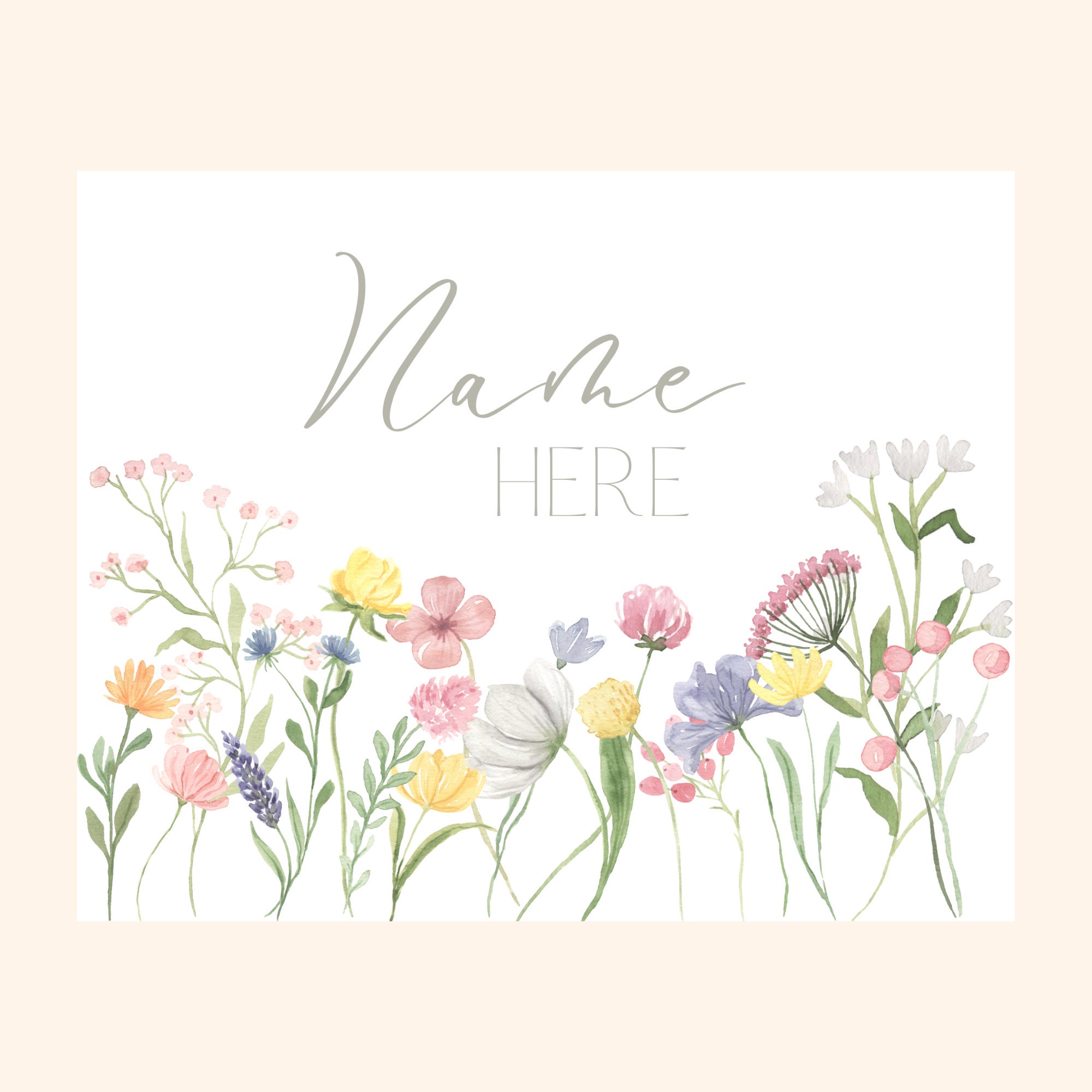 EDITABLE Spring Flowers Name Art Template - Instant Download Printable ...