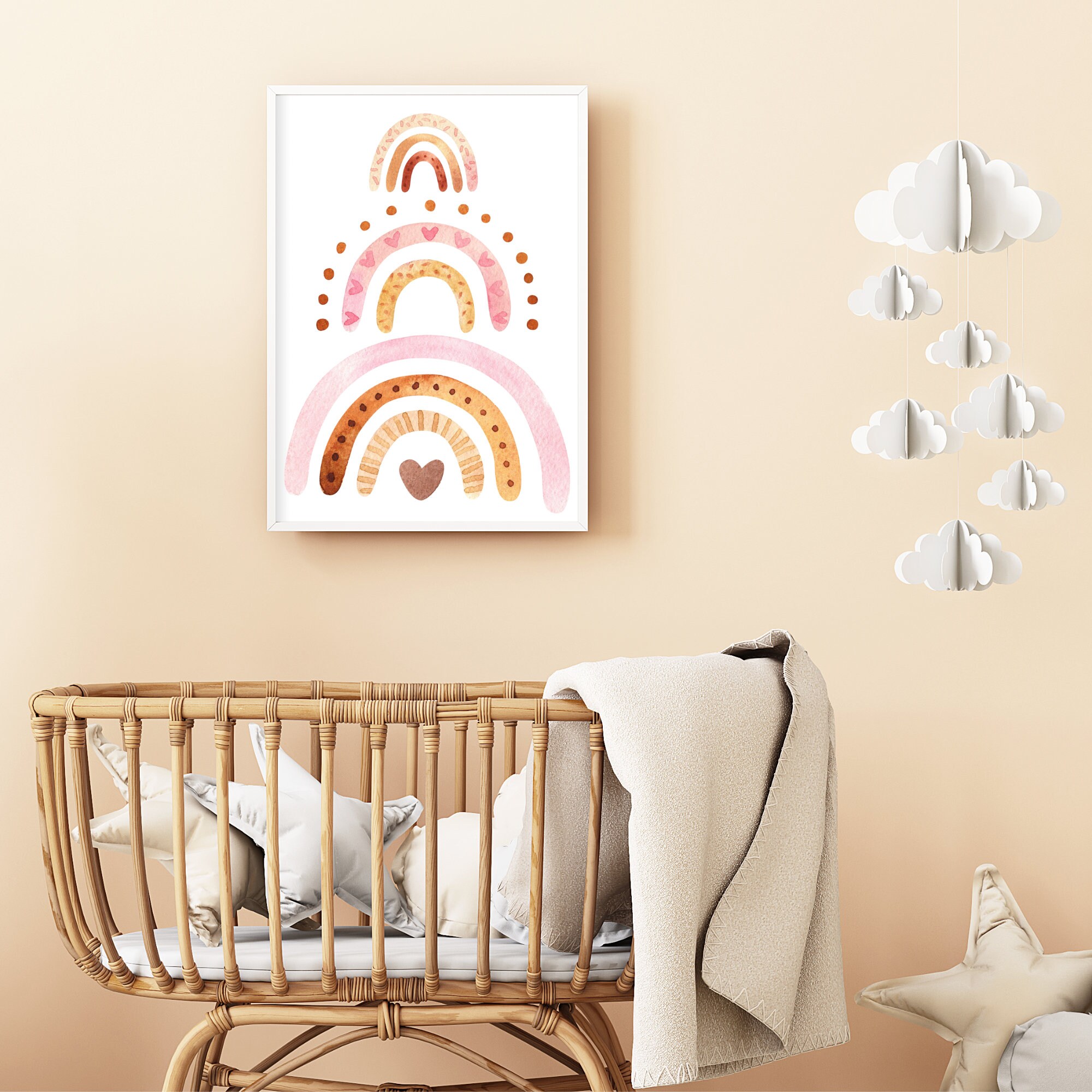 PRINTABLE Watercolor Stacked Rainbows Nursery Wall Art, Girl Nursery ...