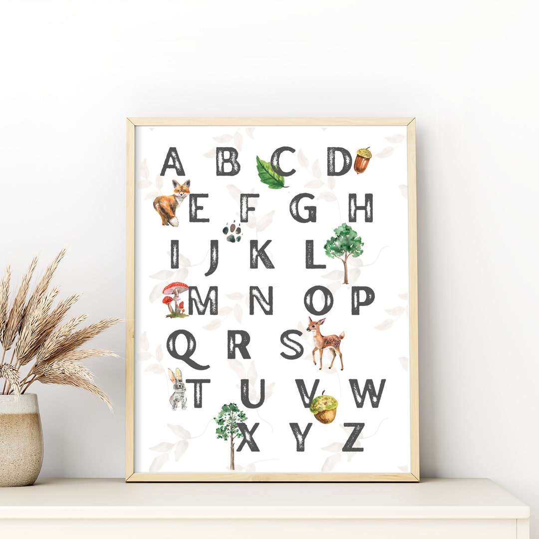 PRINTABLE Watercolor Woodland Alphabet Nursery Wall Art - Instant ...