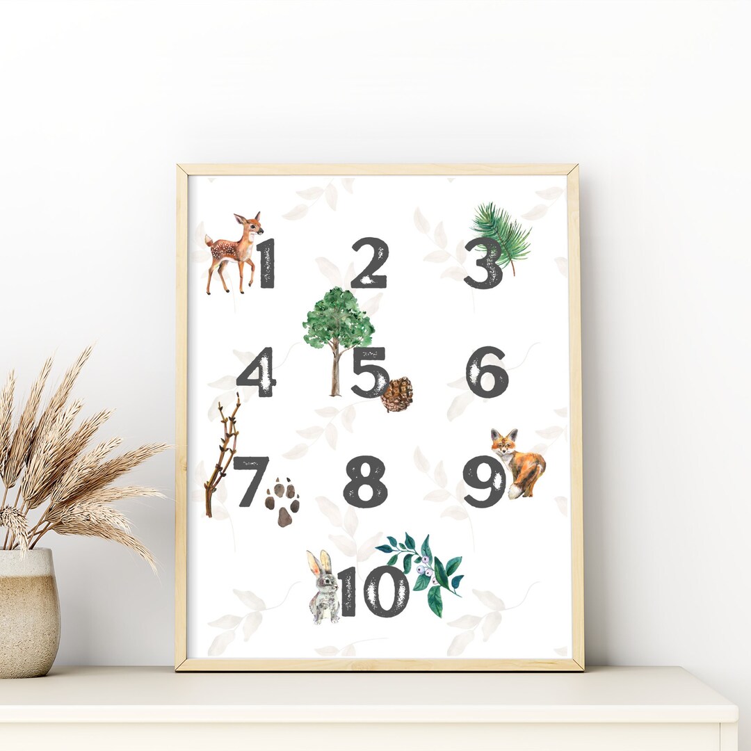 PRINTABLE Watercolor Woodland Numbers Nursery Wall Art - Instant ...