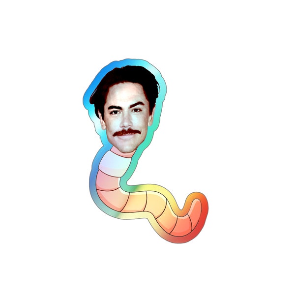 Worm With a Mustache Sticker - Etsy