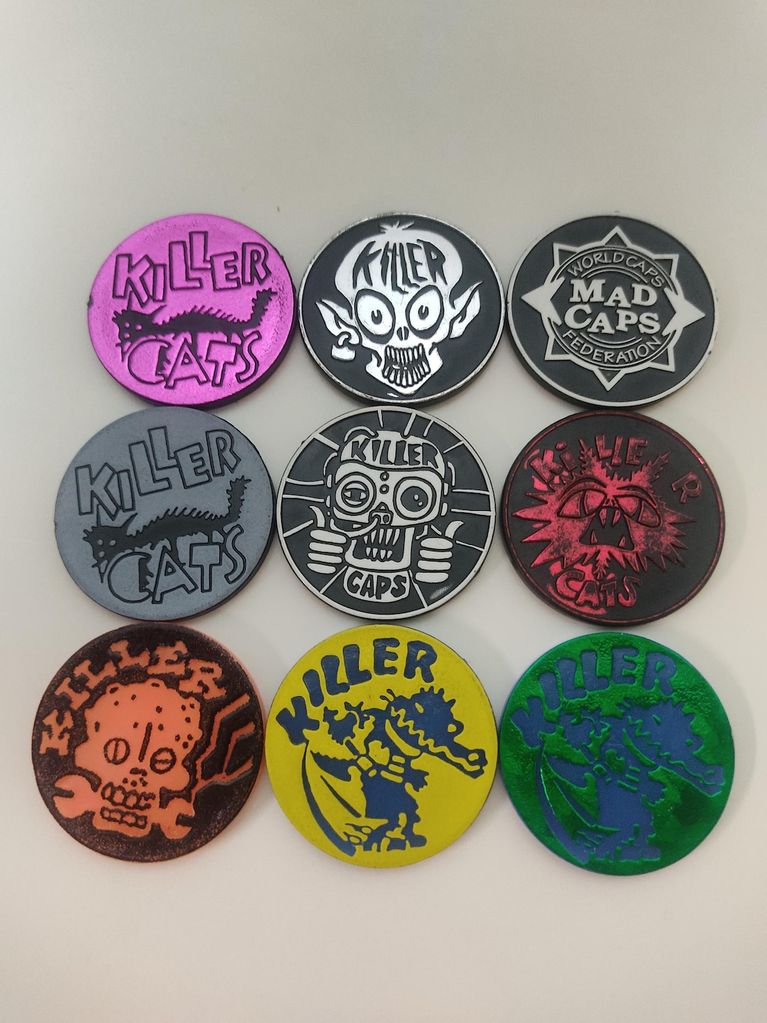 Vintage Mad Caps, Killer Caps & Killer Cats Pogs - Retro Collectible ...