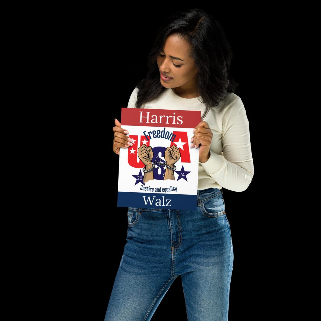 Harris Walz Campaign Sign FREEDOM Kamala Harris Poster, Tim Walz ...