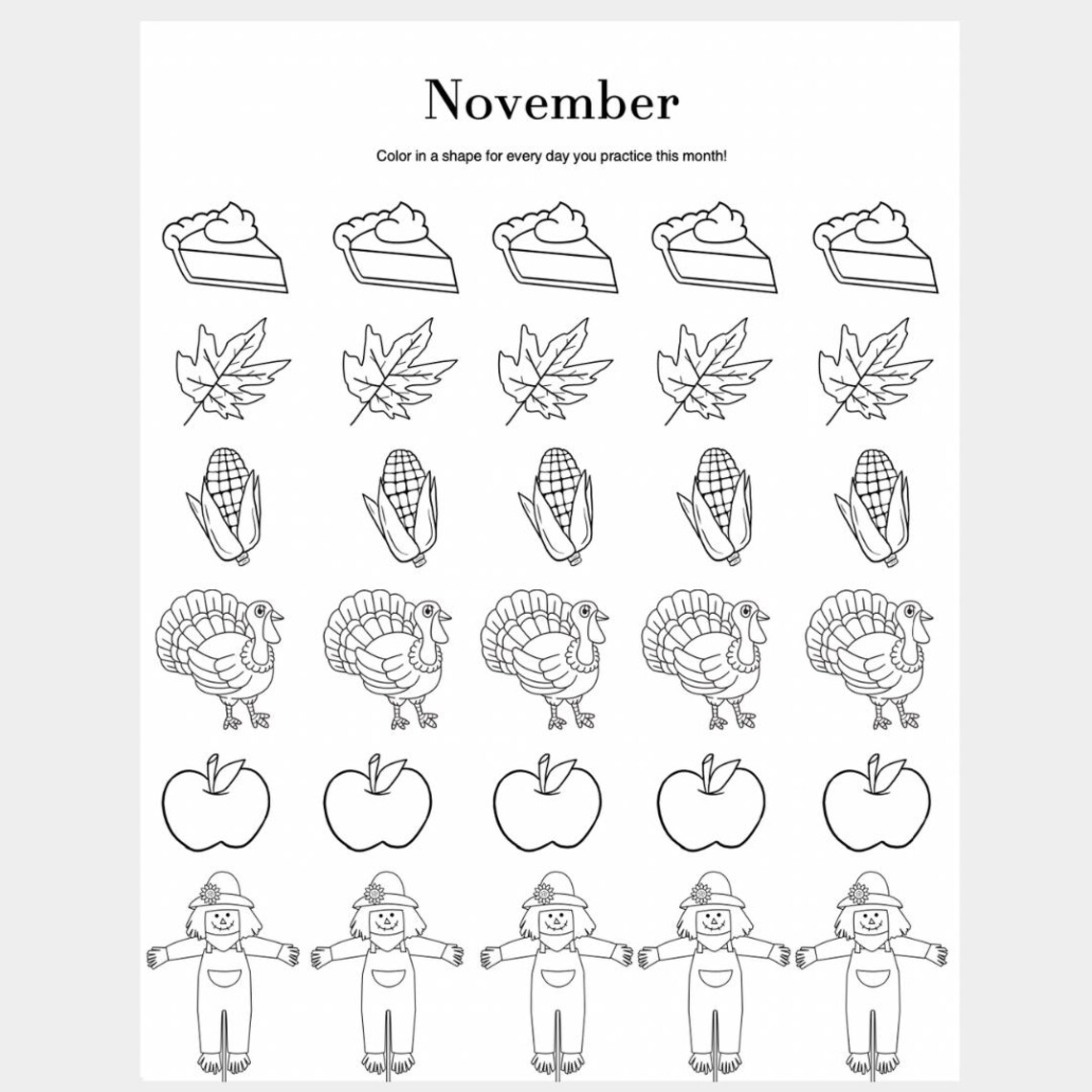 November Practice Tracker | November Chart | Music Tracker | Practice ...