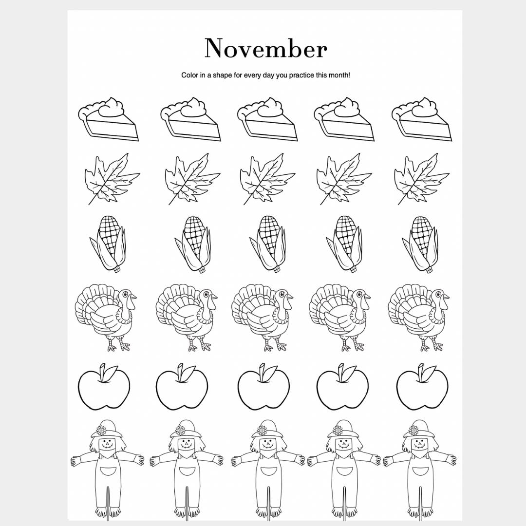 November Practice Tracker | November Chart | Music Tracker | Practice ...