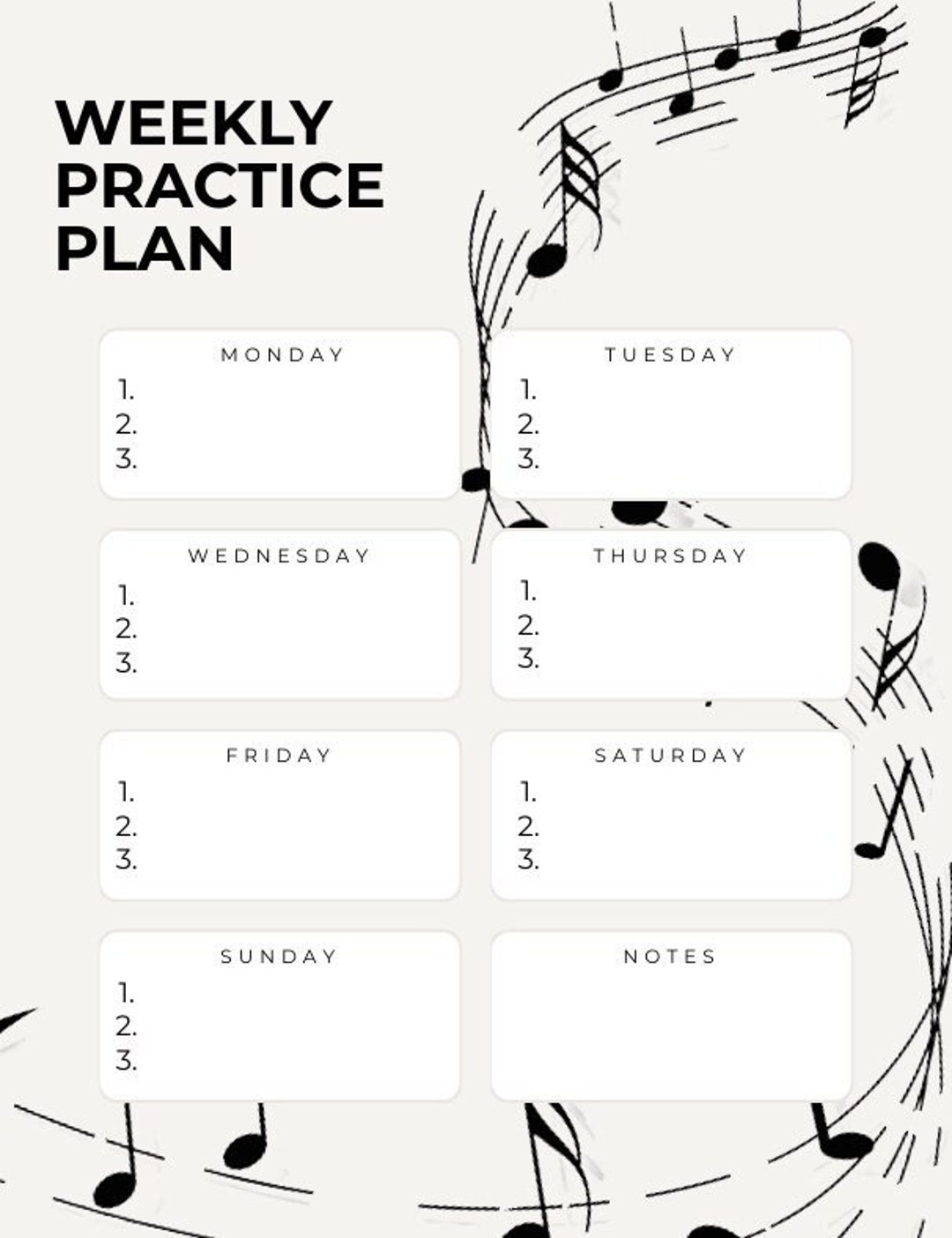 Weekly Practice Planner Music Planner Music Practice Planner - Etsy