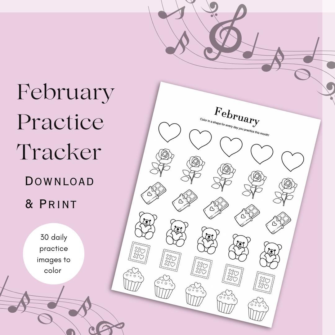 February Practice Tracker | February Chart | Music Tracker | Practice ...
