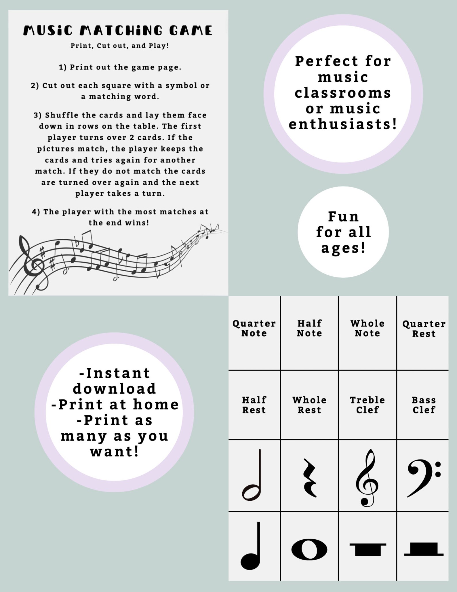 Music Matching Game | Music Games | Fun Games | Music Symbols | Music ...