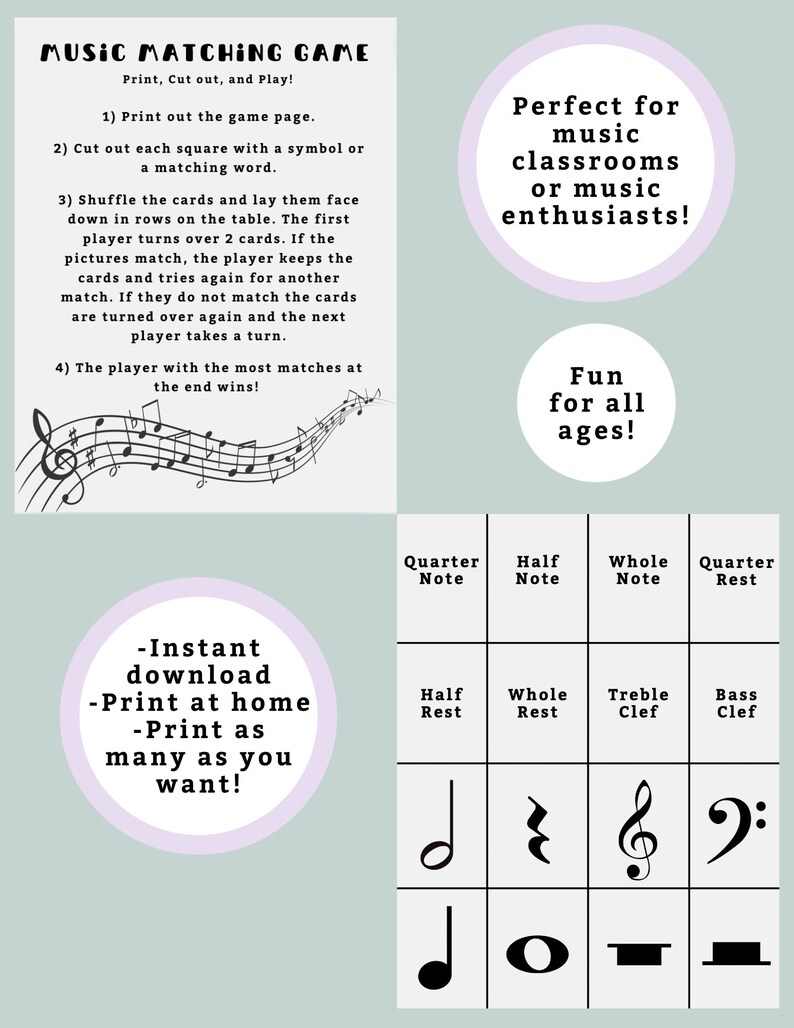 Music Matching Game | Music Games | Fun Games | Music Symbols | Music ...