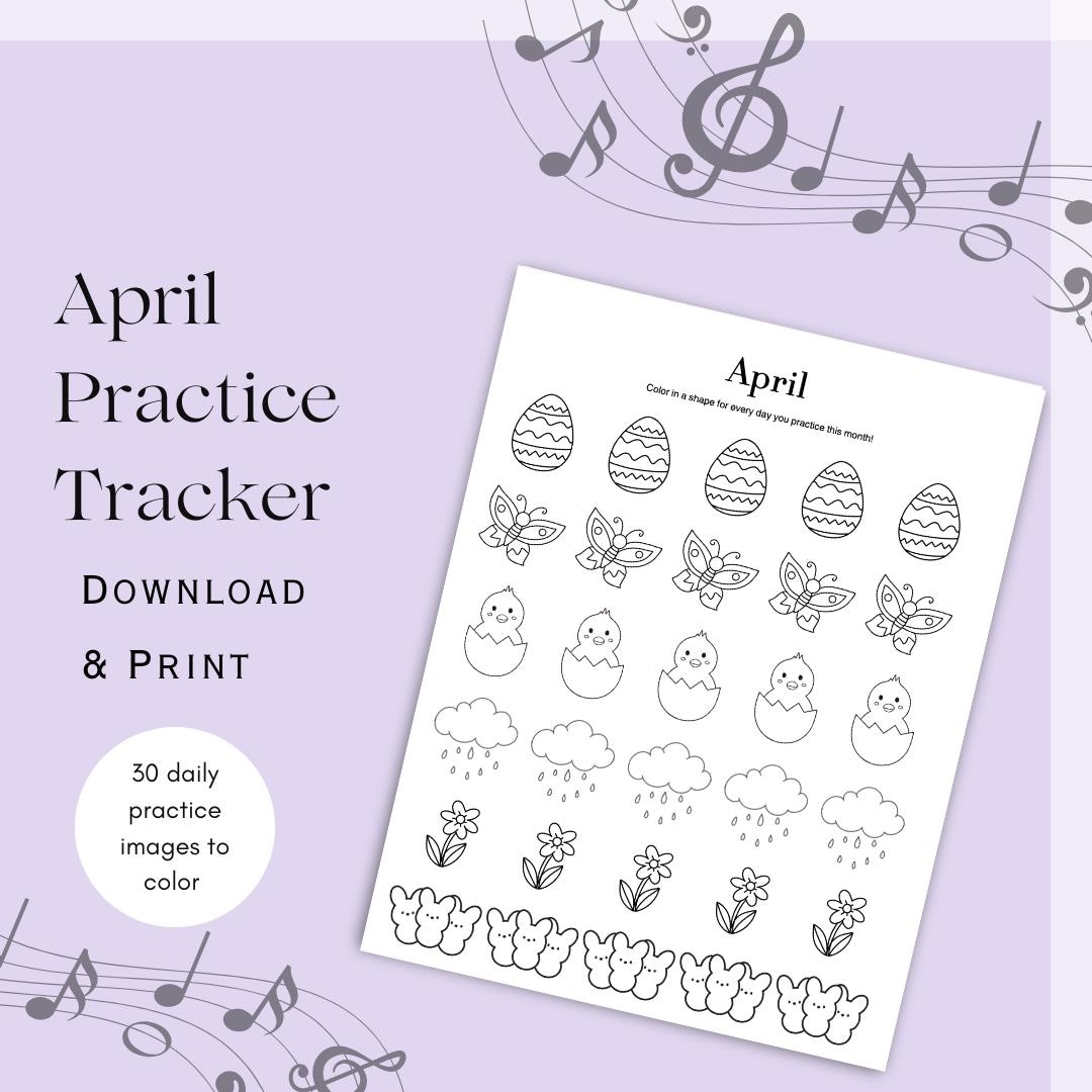 April Practice Tracker | April Chart | Music Tracker | Practice Chart ...