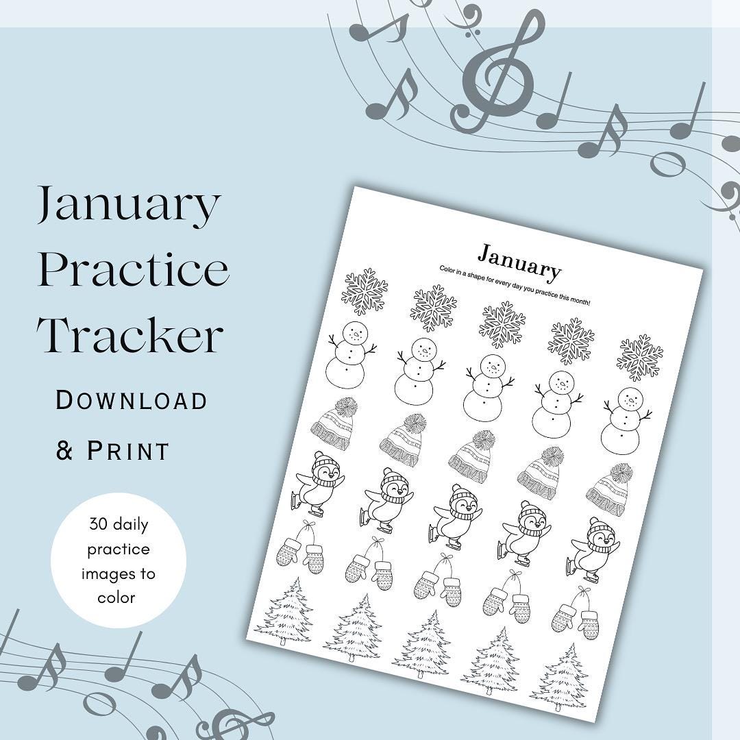 January Practice Tracker | January Chart | Music Tracker | Practice ...