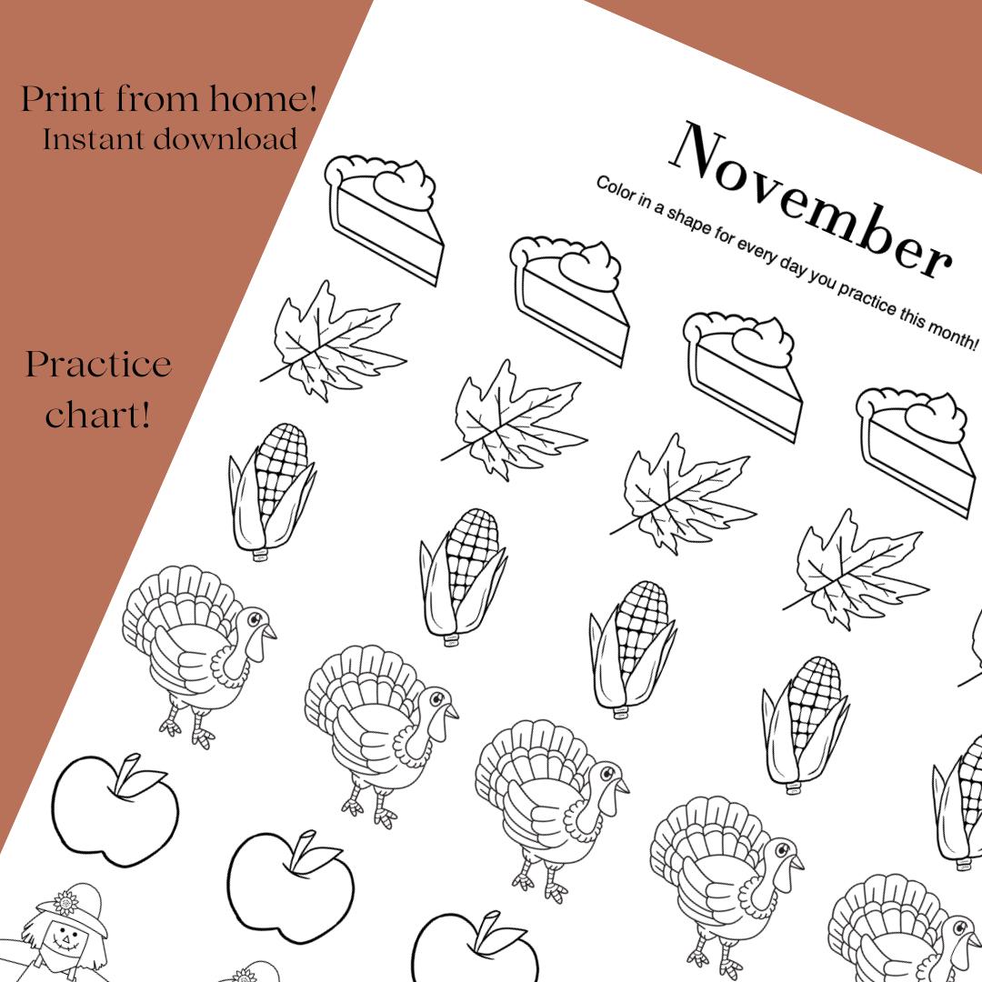 November Practice Tracker | November Chart | Music Tracker | Practice ...