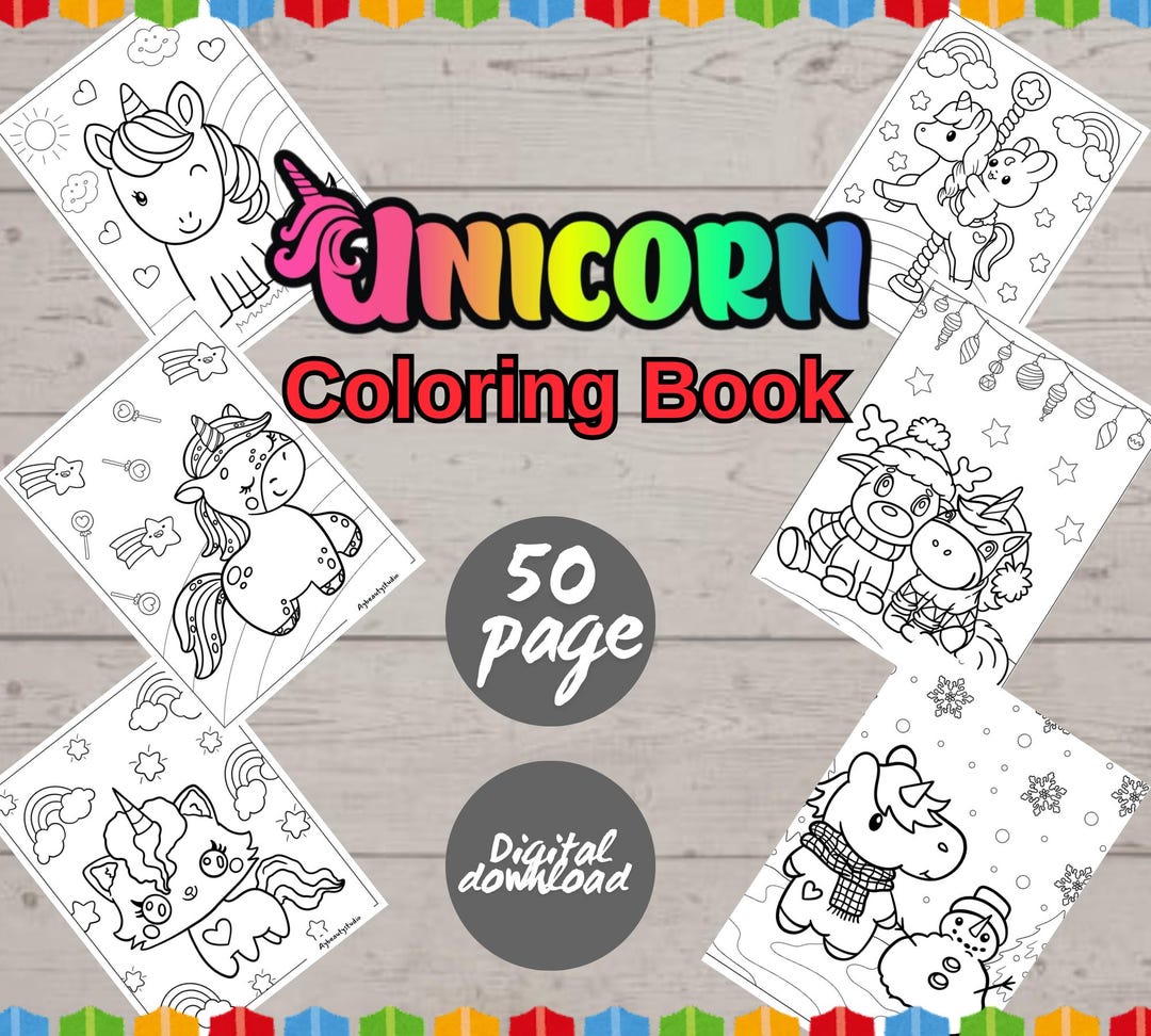 Unicorn Coloring Book PDF Download 50 Pages of Fun Activities Creative ...